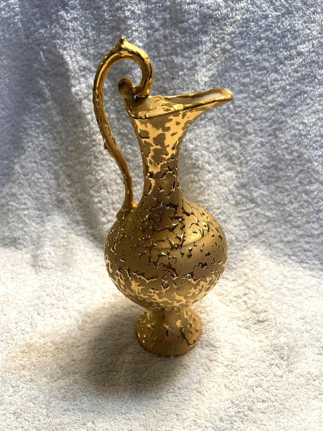 Weeping Gold Pitcher, Ewer, Mid Century, 1950s Pottery, 22K, Hand ...