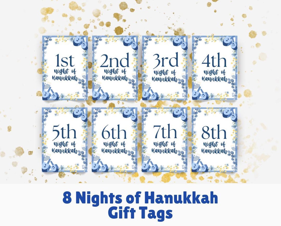 Hanukkah Gift Tags: 8 Nights Printable (digital Download) - Etsy
