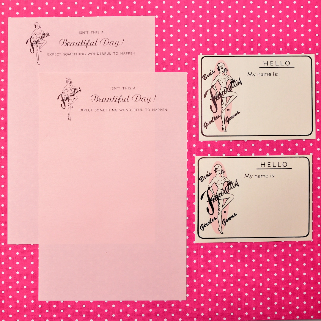 Vintage 1950's Figurettes Lingerie Stationery & Name Tag - Etsy