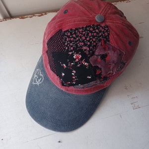 One of a Kind Patchwork Artsy Adult Women's Baseball Cap, Vintage ...
