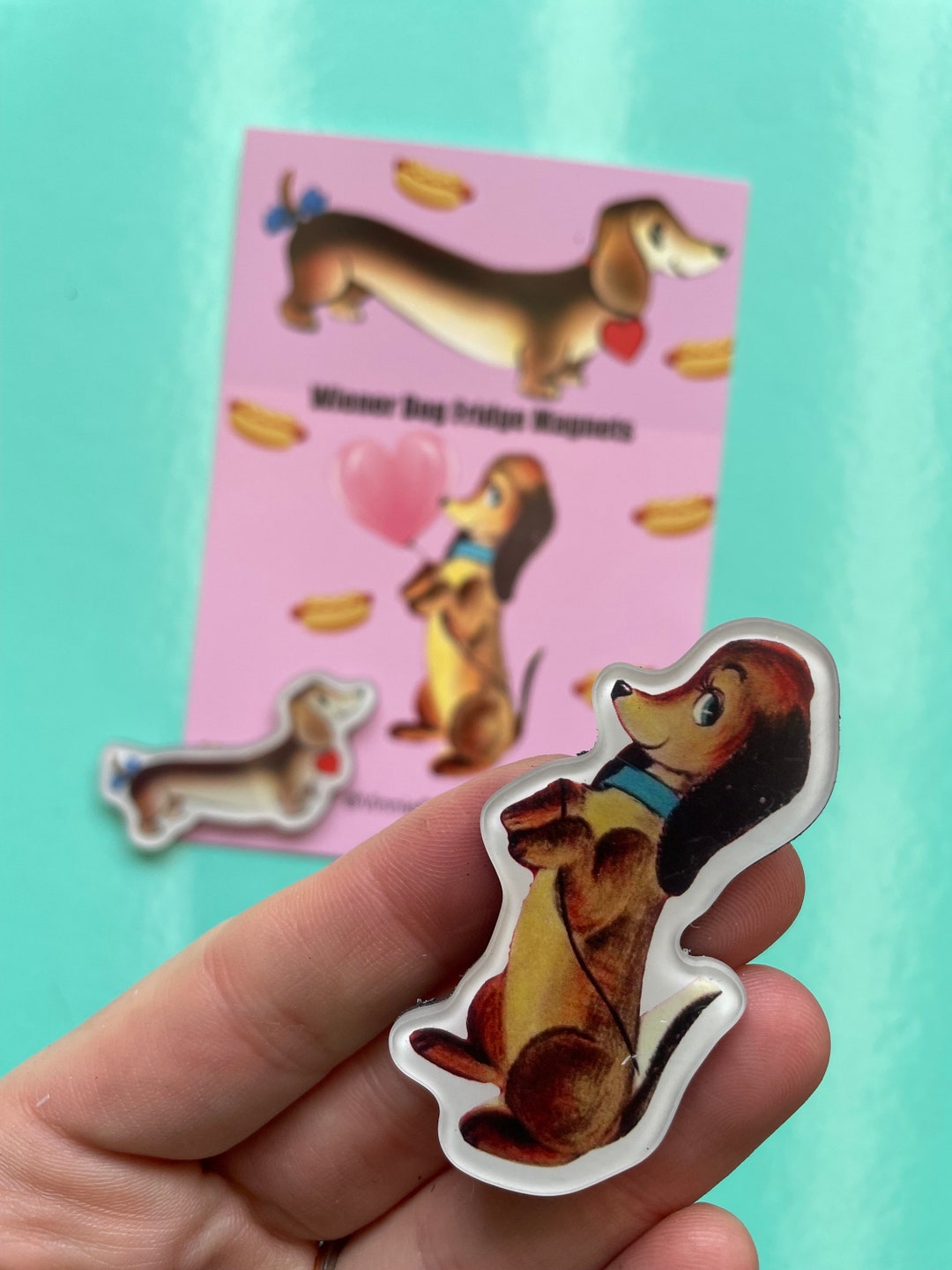 Vintage Inspired Kitsch Kawaii Retro Fridge Magnet Weiner Dog Sausage ...