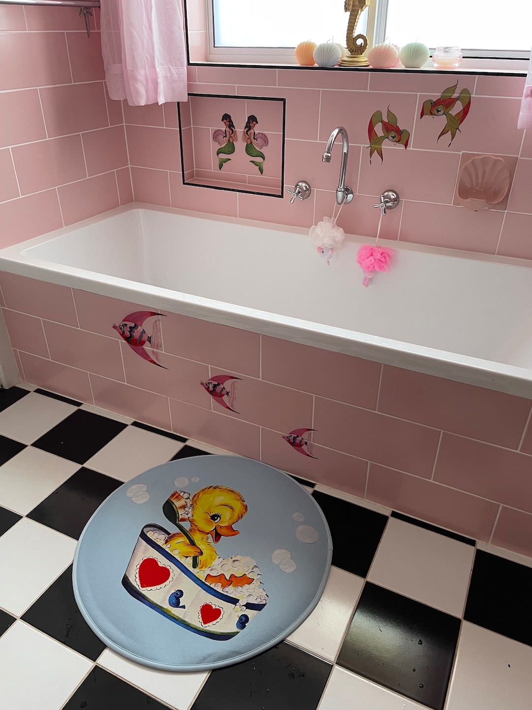 NEW Vintage Kitsch Mcm Retro Pinup 50s Duck Rubber Ducky Rockabilly Mod ...