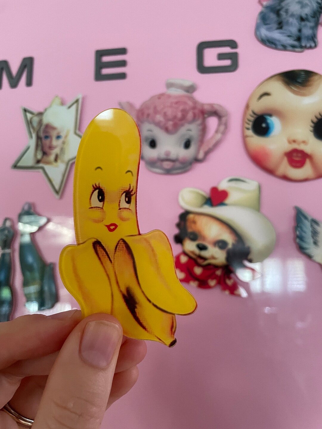 Kitschy Cute Deer Cat Left on Bluebird Barbie Valentine Fridge Magnet ...