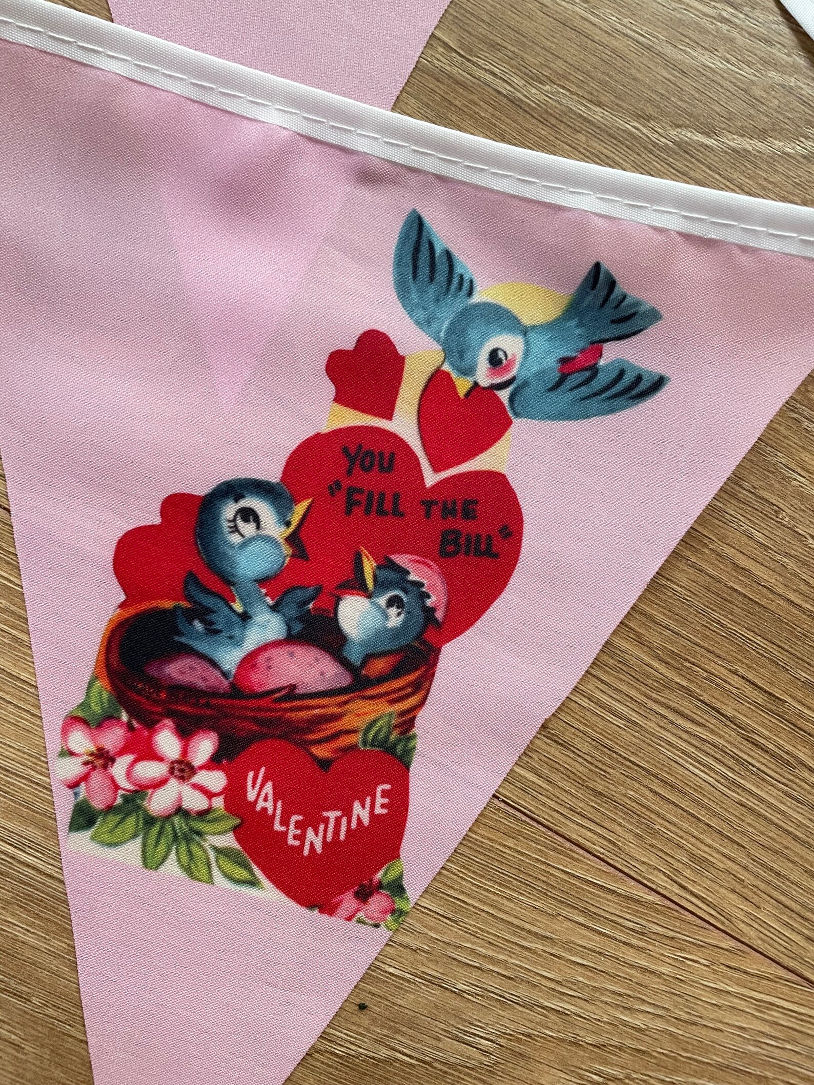 Kitsch Valentine Triangle Bunting Decoration Kitten Party Vintage Retro ...
