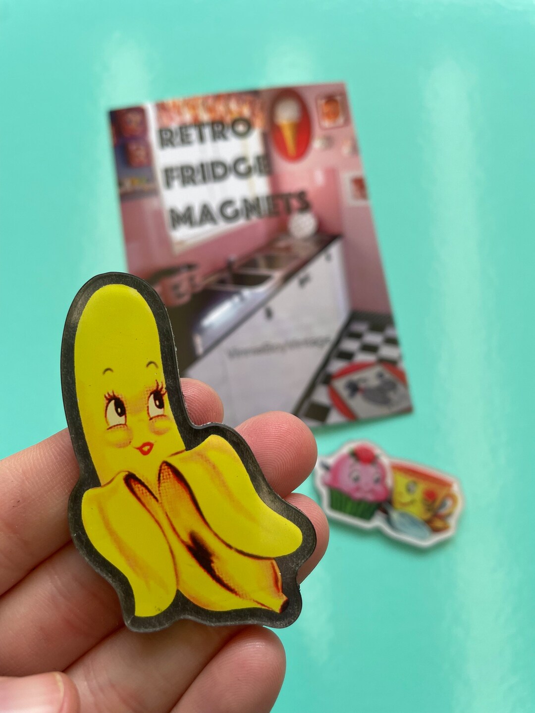 Vintage Inspired Kitsch Kawaii Retro Fridge Magnet Kitchen Banana ...