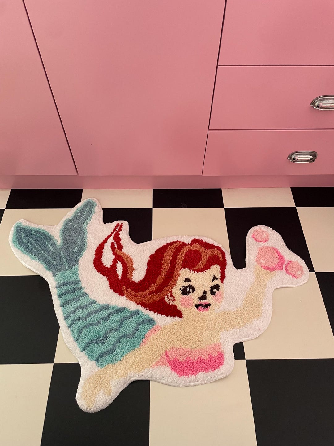 NEW Vintage Kitsch Mcm Retro Tufted Mermaid Beach Girl Mod Kawaii ...