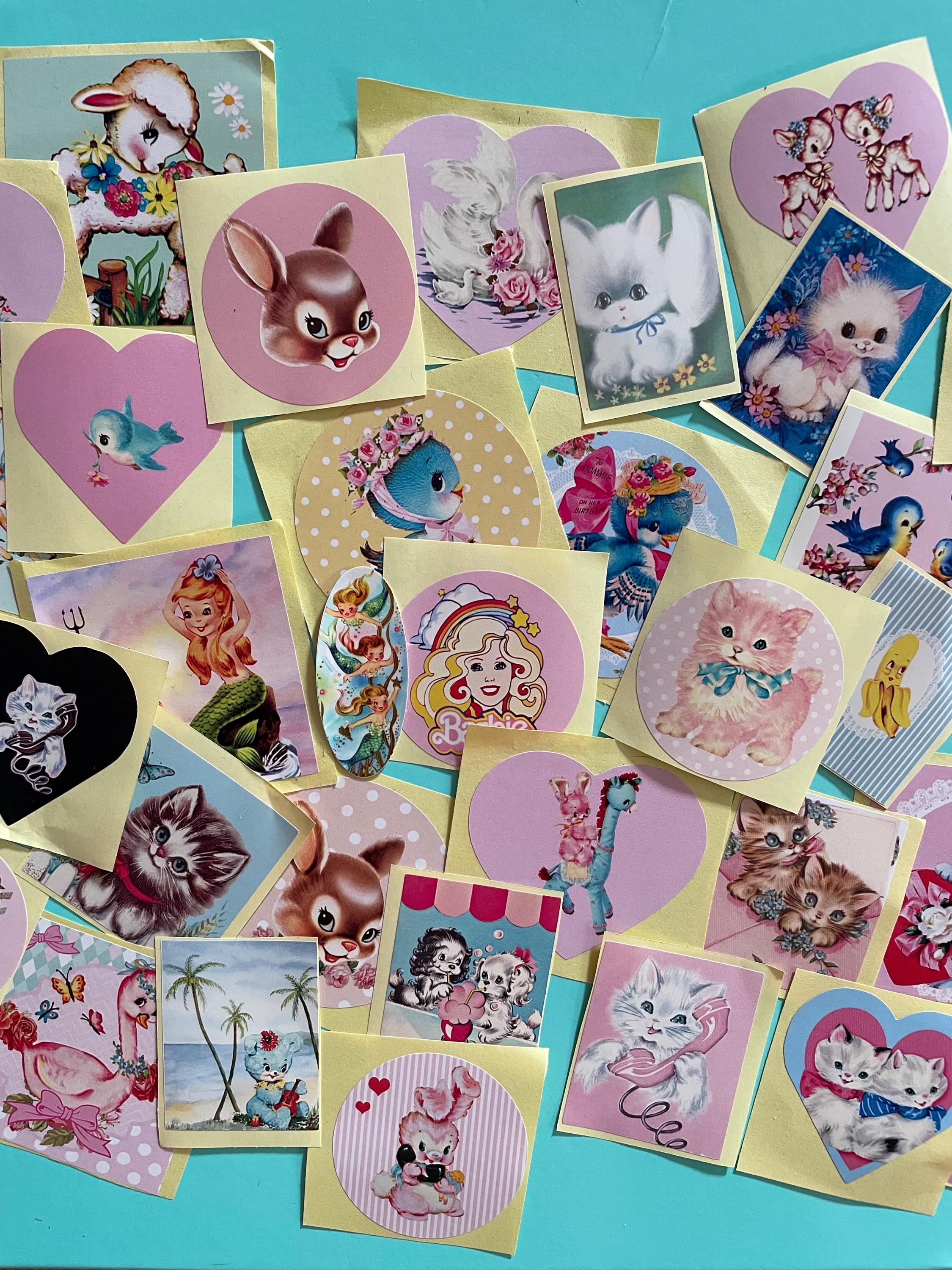 Set of 15 6cm Vintage Kitsch Retro Sweet Animal Mermaid Cat Deer Kitten ...