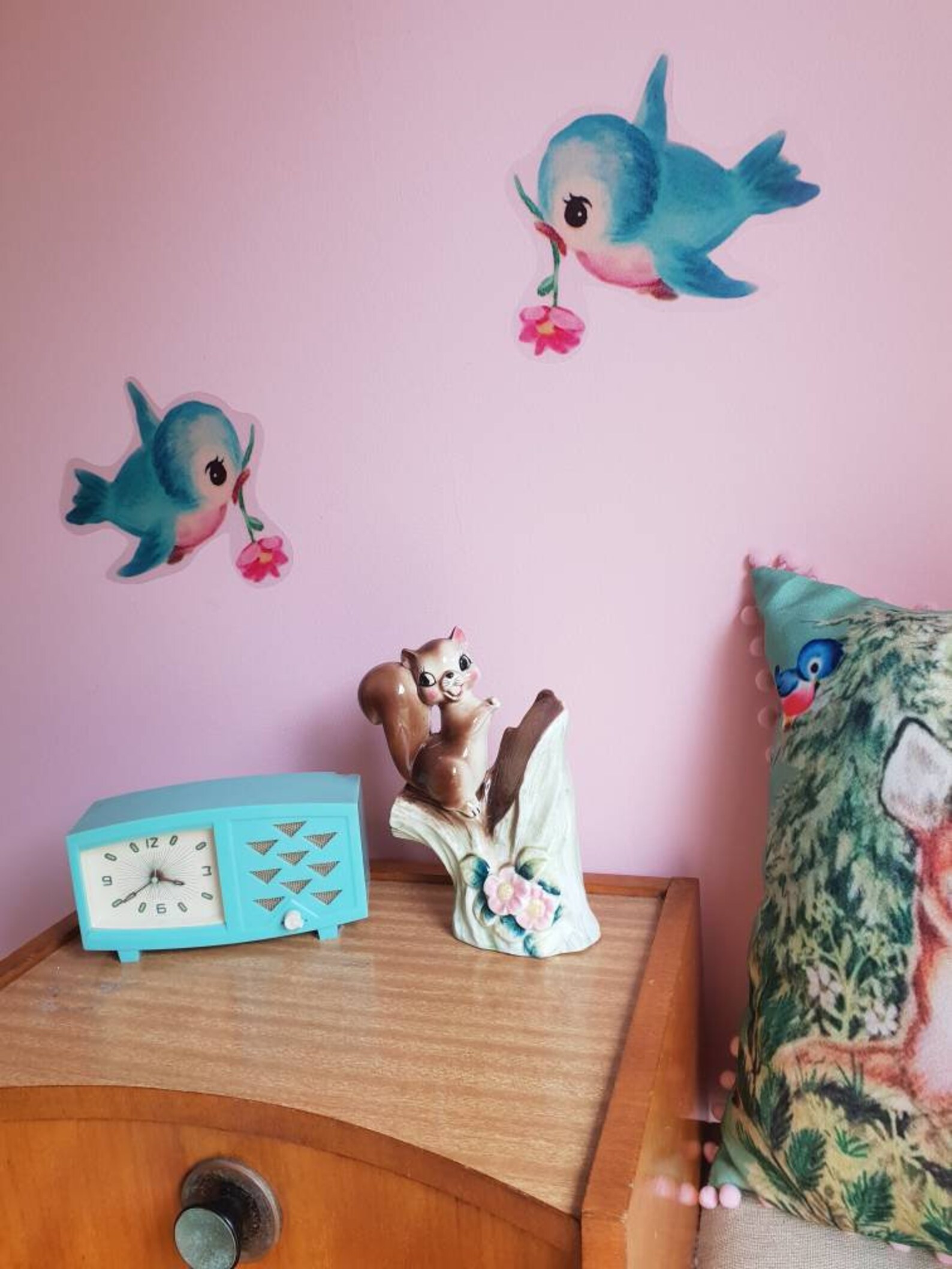Kitsch Vintage Retro Bluebird Pair Lefton Nursery Wall Stickers Sticker ...