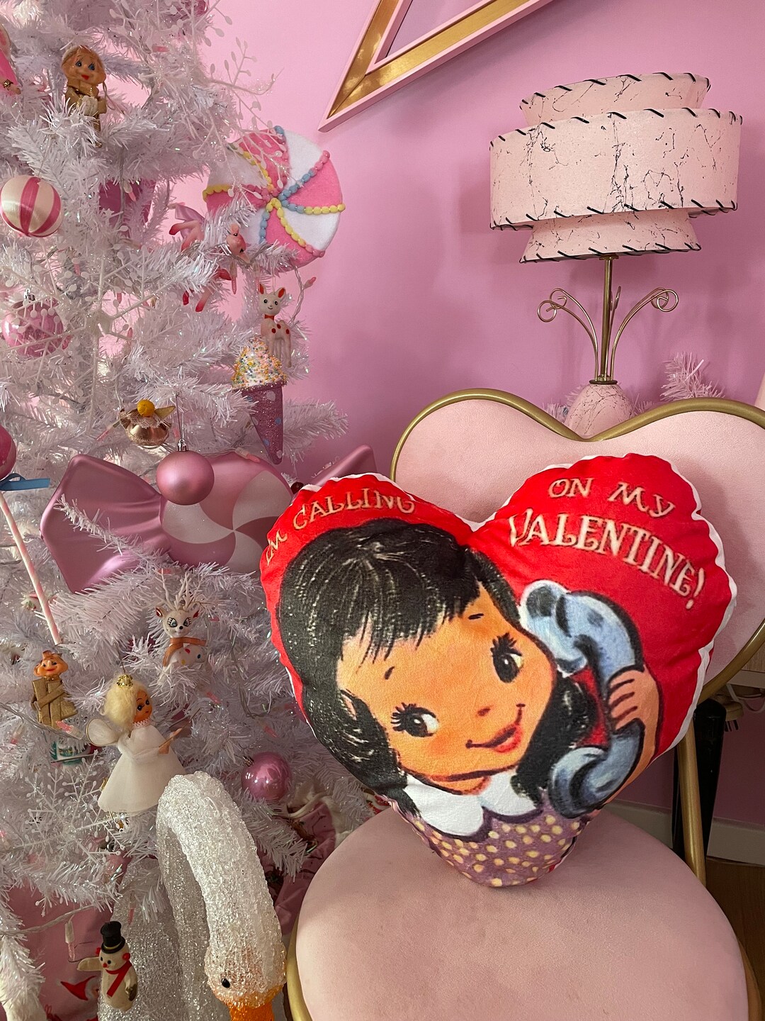 Kitsch Vintage Retro Anthropomorphic New Pillow Girl Phone Teenager ...