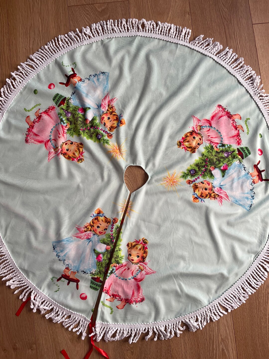 Vintage Kitsch Retro Sweet Angel Girl Tree Snow Candyland Christmas ...