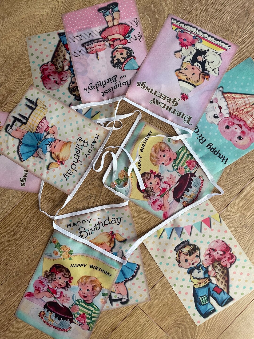 Kitsch Birthday Rectangle Bunting Decoration Celebration Party Vintage ...