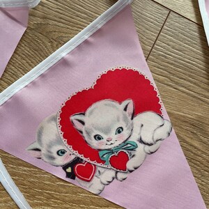 Kitsch Valentine Triangle Bunting Decoration Kitten Party Vintage Retro ...