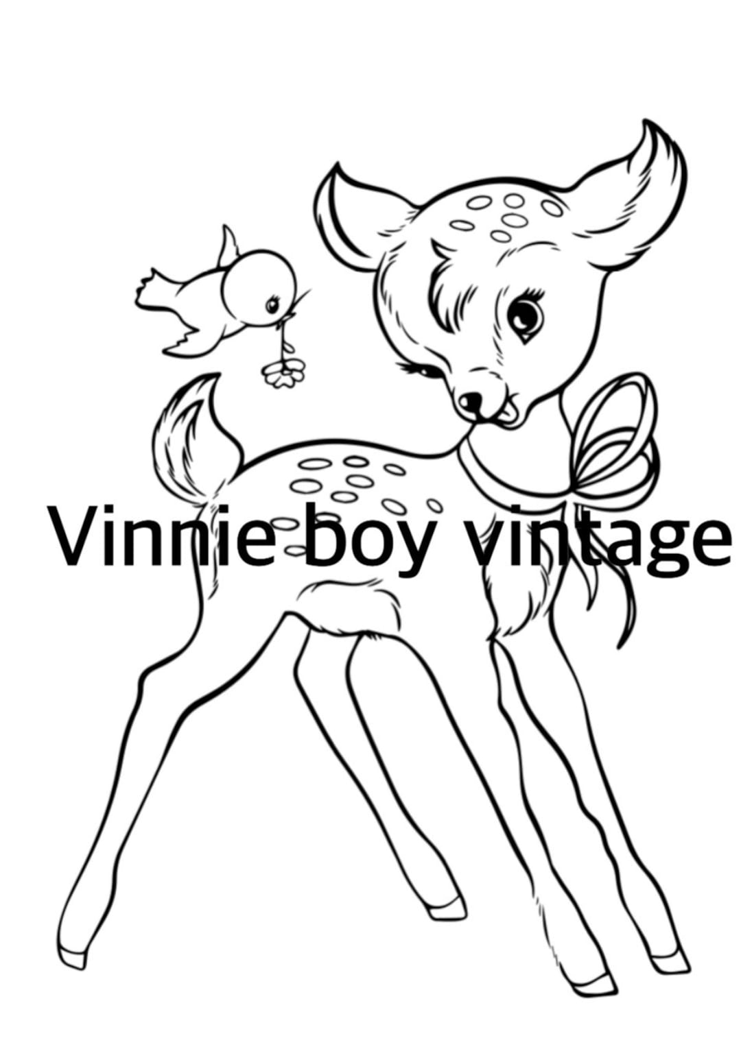 Vintage Colouring Coloring Pages Vinnie Boy Print Kitsch Retro Cute ...