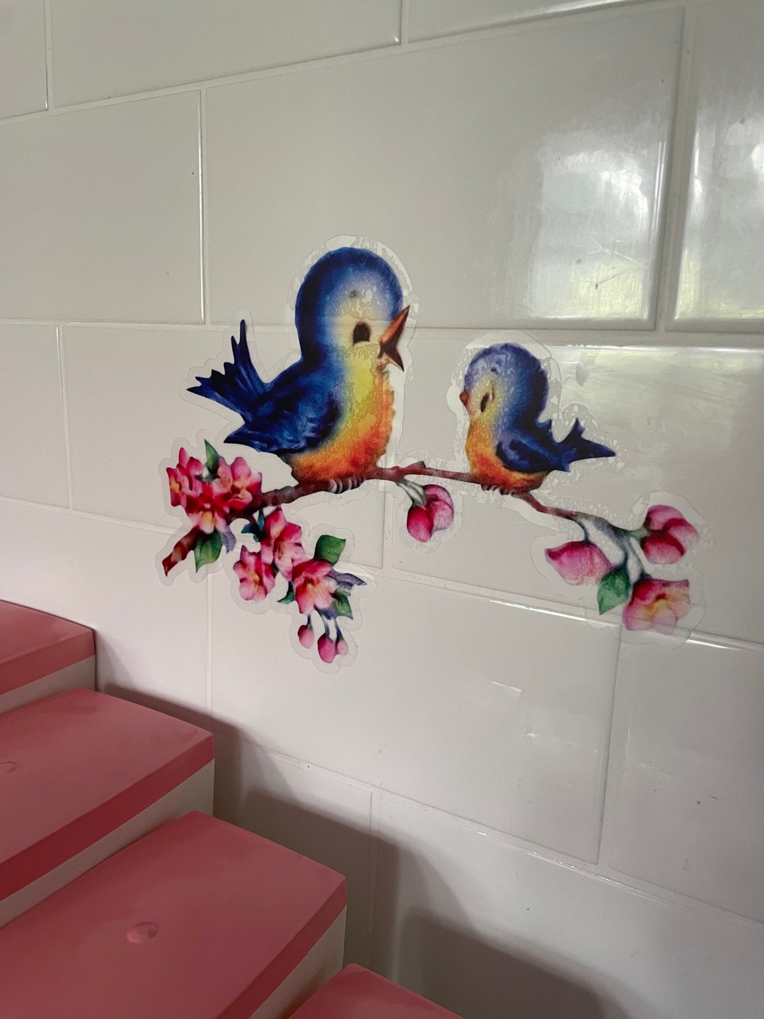 Kitsch Vintage Retro Bluebird Pair Lefton Nursery Wall Stickers Sticker ...