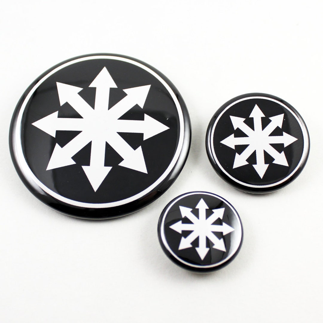 Chaos Star / Pinback Button / 3 tamaños a elegir de blanco sobre negro ...