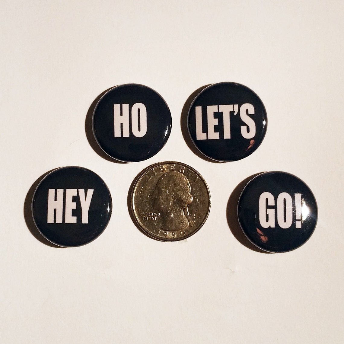 4 1-inch Pinback Set RAMONES Hey Ho Let's Go Slogan | Etsy