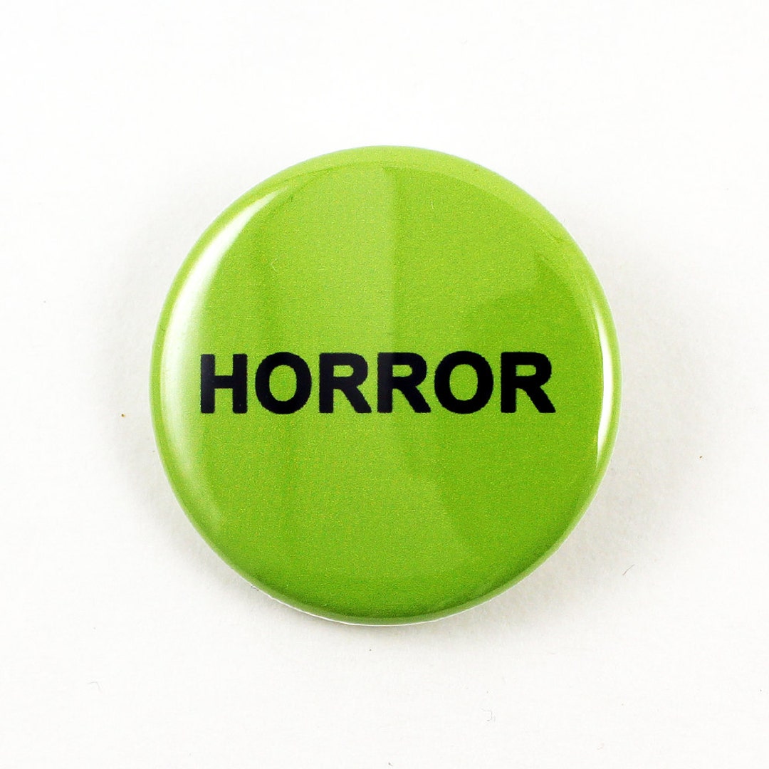 Horror Sticker | 1 1/4 Inch Pinback Button | Iconic VHS Rental Sticker ...