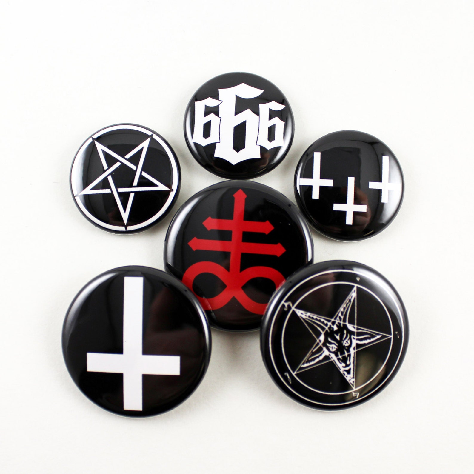 The Unholy | 6 Badge Set | Satan Occult Gothic Pinback Buttons 666 ...