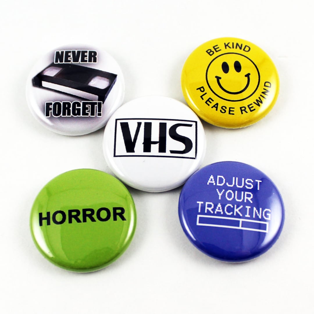 VHS Collector's 1 Inch Pinback Buttons | VHS Logo | Be Kind Rewind ...