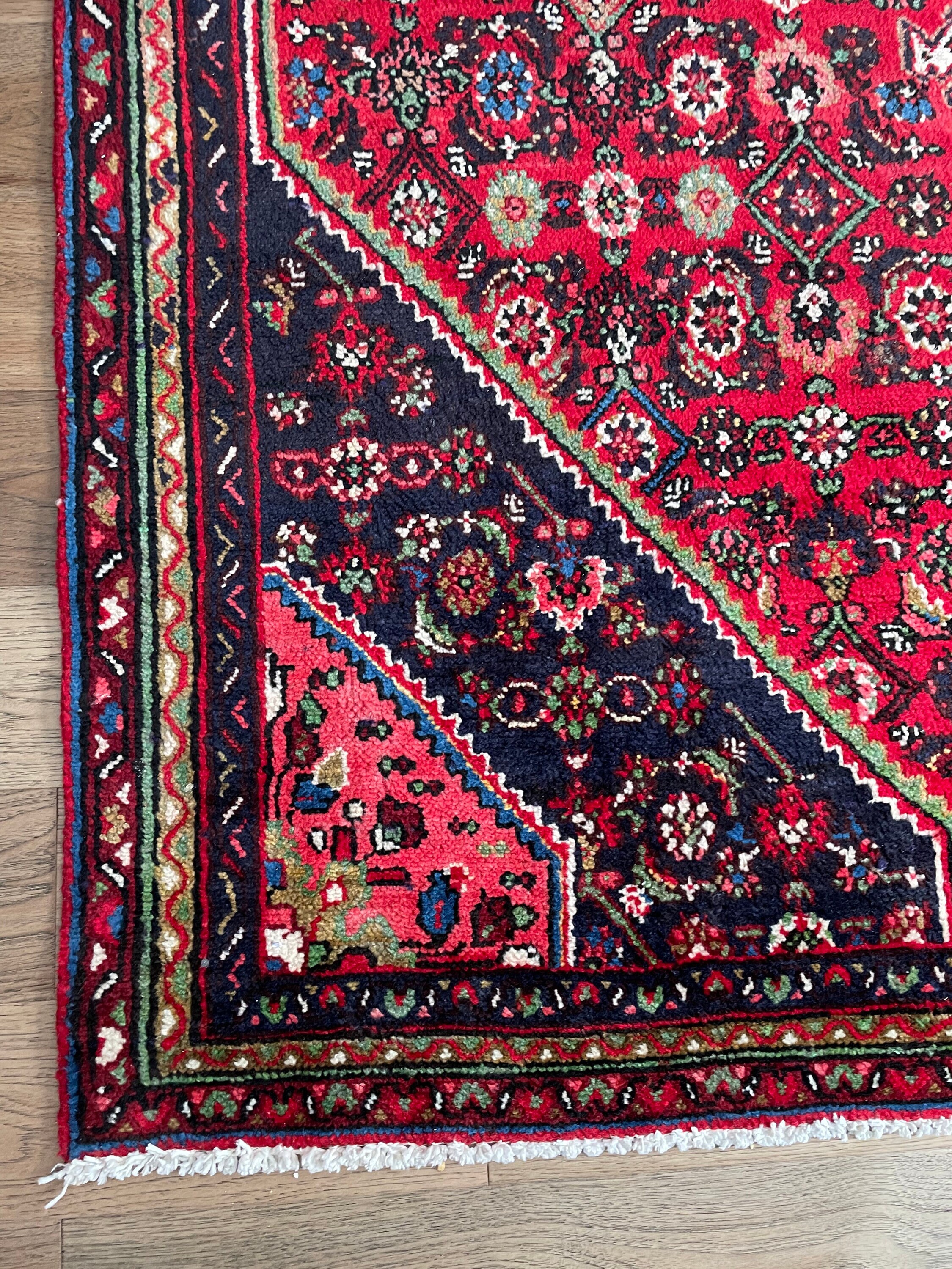 Wool Handmade Persian Rug 100% Wool Red Rustic Warm Boho Carpet ...