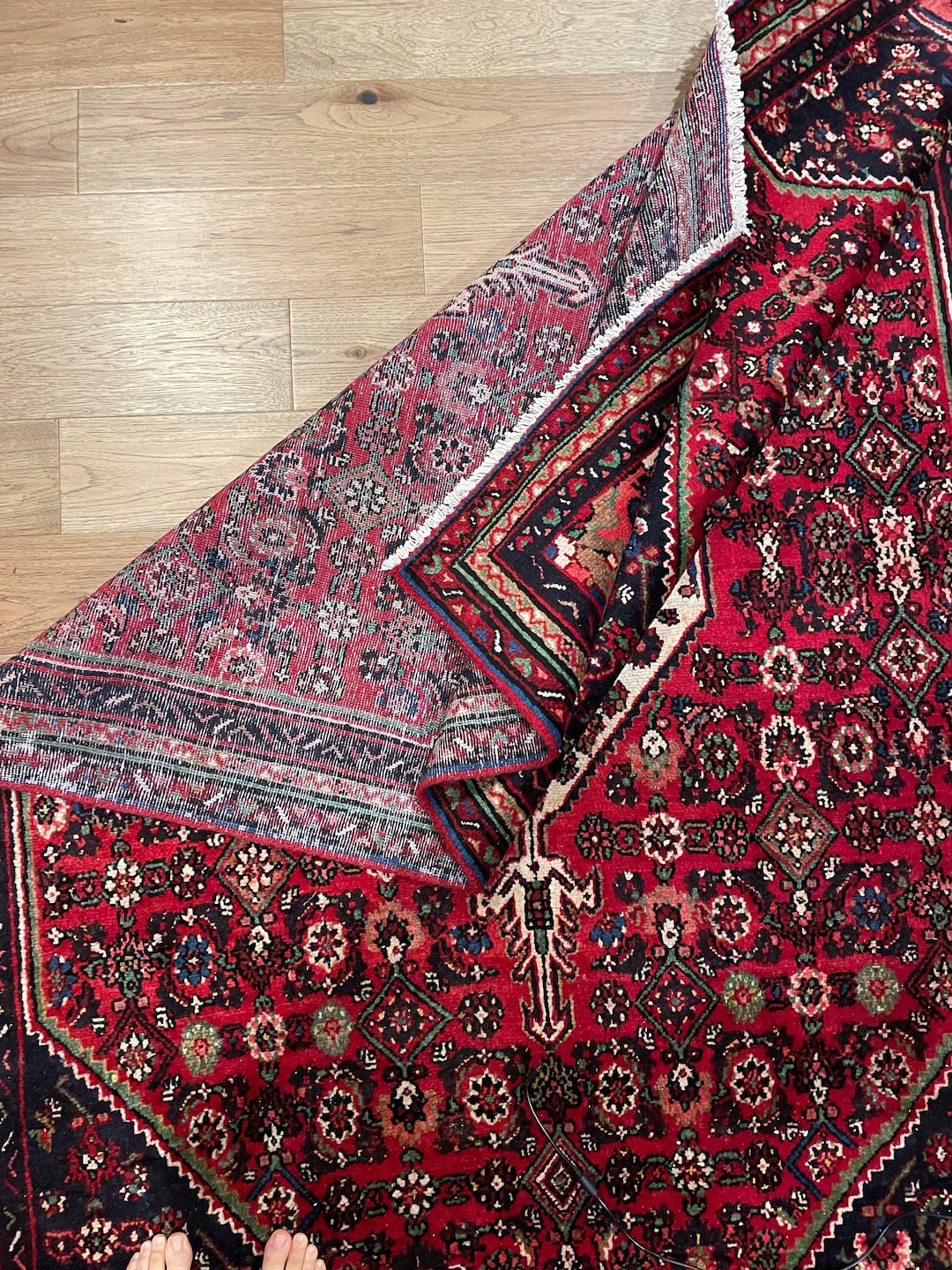 Wool Handmade Persian Rug - 100% Wool - Red Rustic Warm Boho Carpet ...