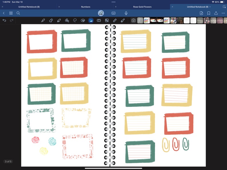 Hand Drawing Digital Stickers , Cute, Sticky Notes, Washi Tape, Frame ...