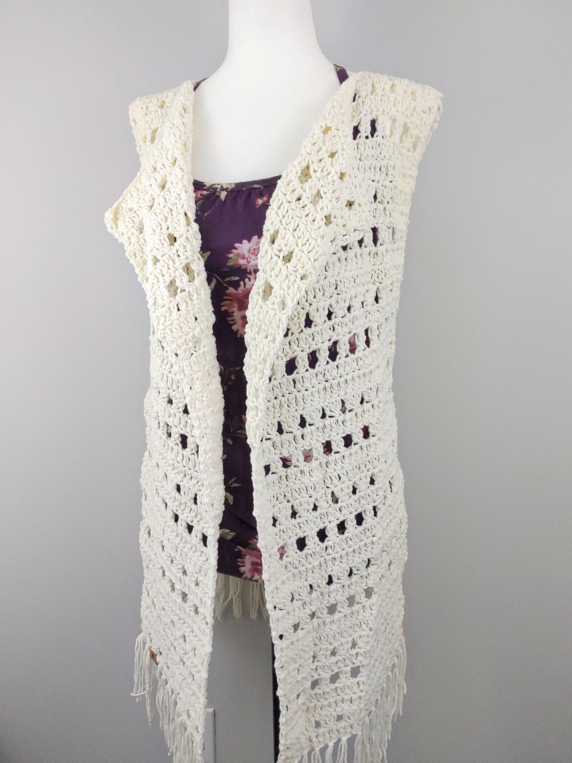 Long Boho Summer Vest With Fringe Ladies Cotton Spring Vest | Etsy Canada