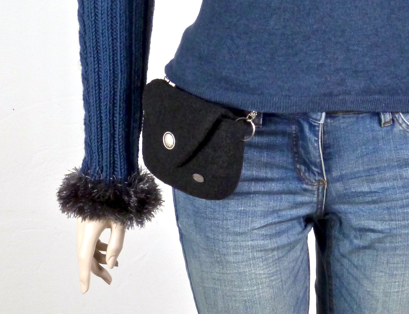 Women fanny pack in grey and mustard for the cell phone | Etsy