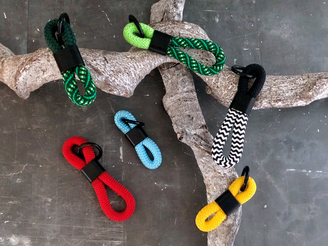 Keychain Made of Sailing Rope in Different Colors With Black Rings - Etsy