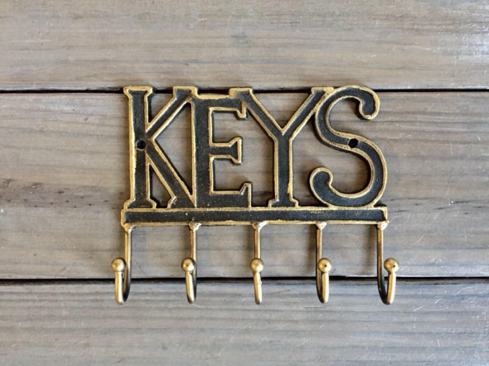 Rustic Cast Iron Key Holder: Wall Mounted Organizer With 5 Hooks - Etsy