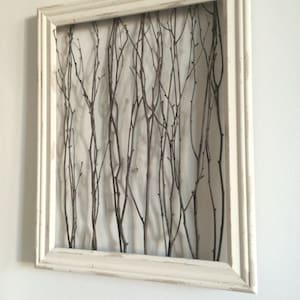 Framed Birch Branches (1 Large Frame), Rustic Wall Decor, Framed Birch ...