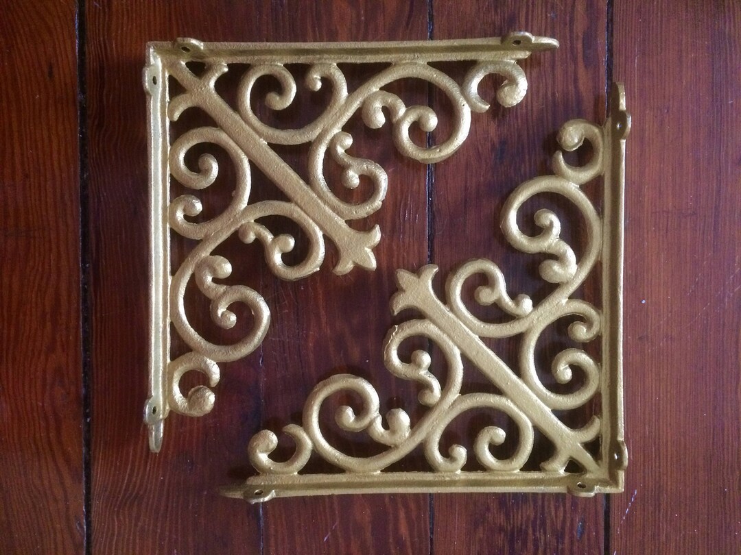 Metal Shelf Brackets (set of 2 - Large 10"), Rustic Shelf Brackets ...