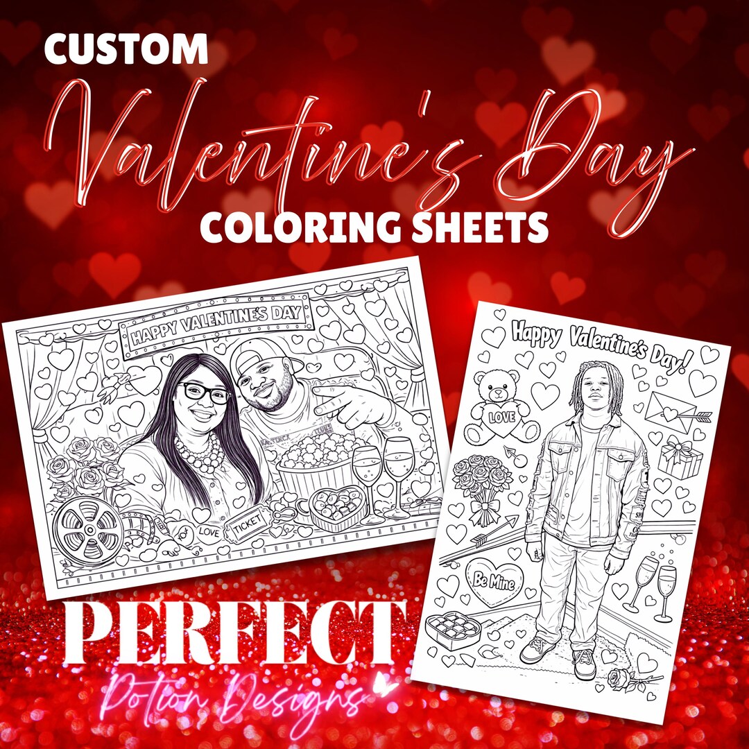 Custom Valentine's Day Coloring Page | Personalized Photo Gift ...
