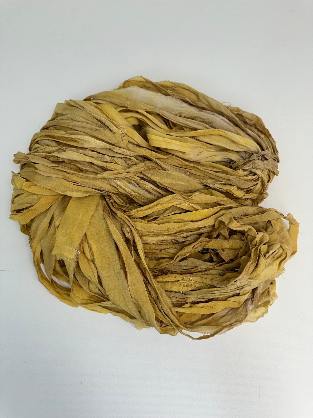 Maize 5Y Recycled Silk Chiffon, Shabby Ribbon, Raw Edge Ribbon, Artisan ...