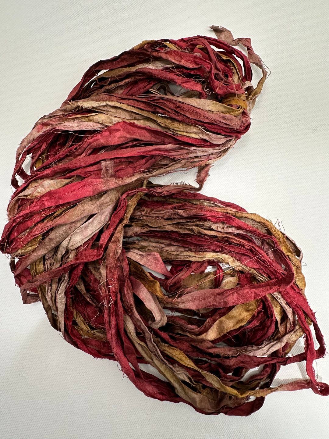 SUNSET 5Y Recycled Silk Ribbon, Raw Edge Ribbon, Artisan Ribbon ...