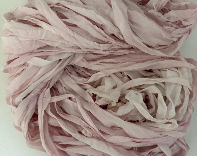 BABY PINK 10YD Recycled Silk Chiffon Ribbon, Raw Edge Ribbon, Artisan ...