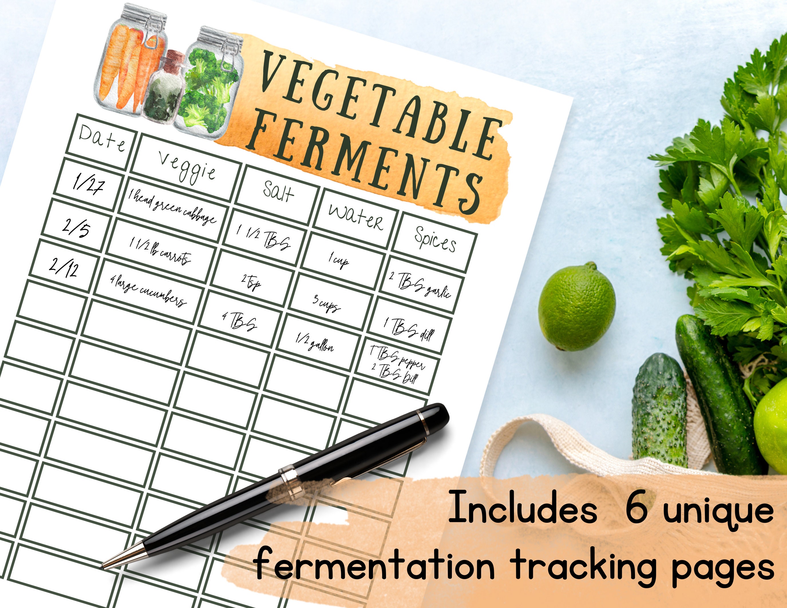 Fermentation Tracker Digital Download Printable- Homesteading ...