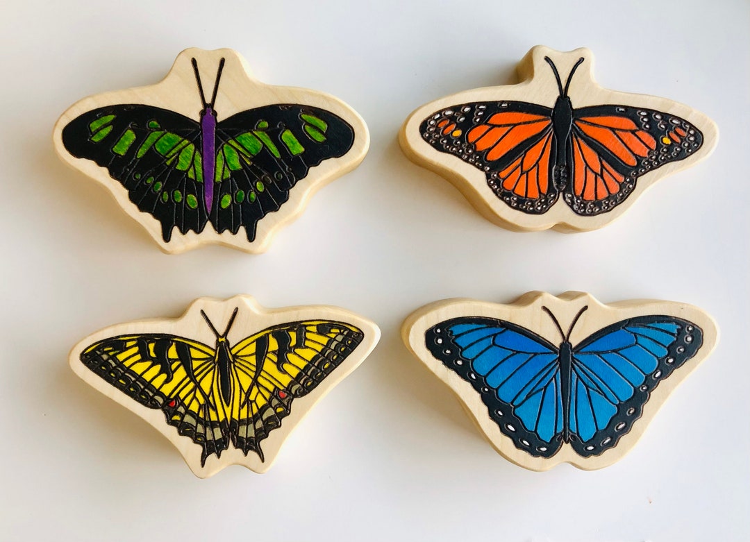 Realistic Wooden Butterflies Laser Engraved Waldorf - Etsy