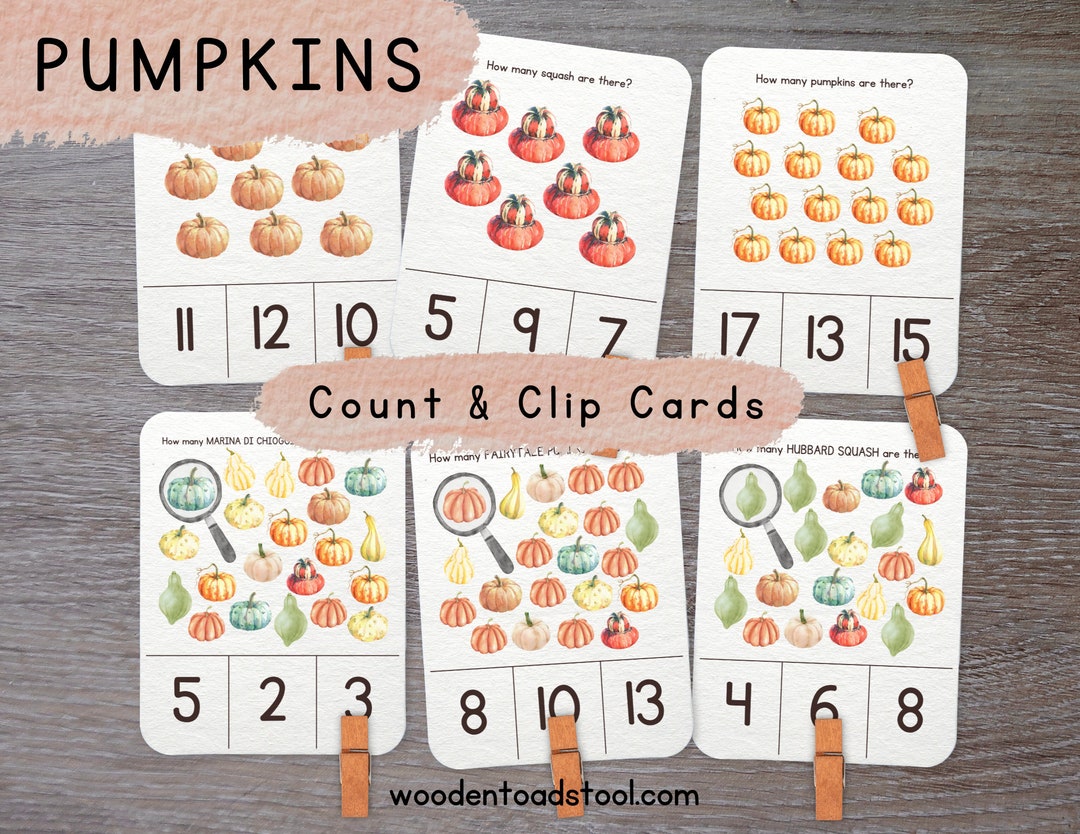 Pumpkins Count and Clip Cards- Montessori- Waldorf- Homeschool Material ...