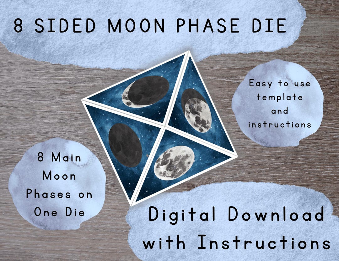 Moon Phase Die- Printable Dice- Astronomy Learning Manipulative - Etsy