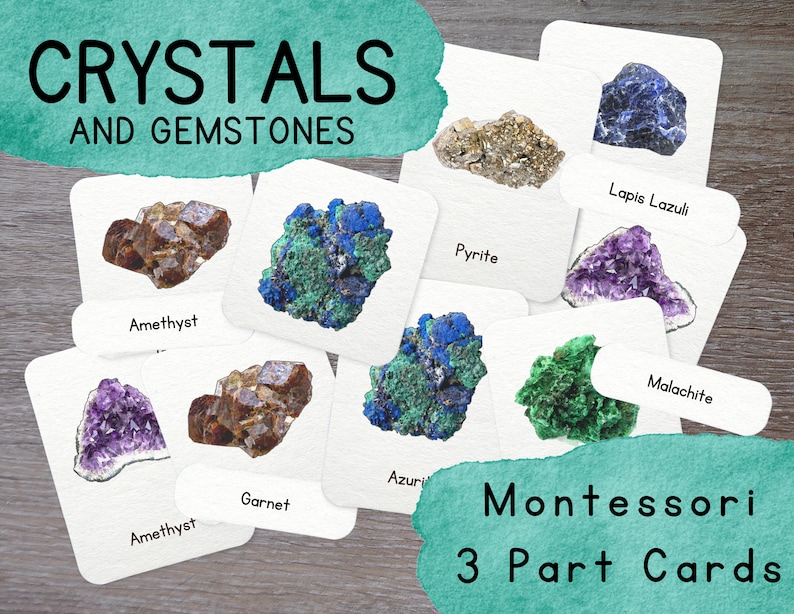 Crystal and Gemstone Types 3 Part Cards- Montessori- Learning Material ...