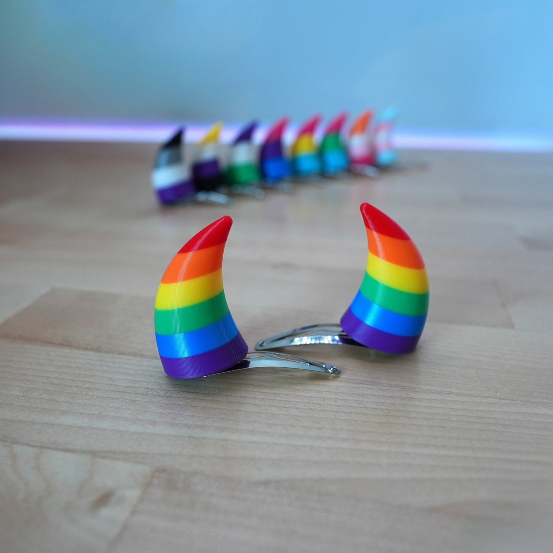 Colorful Clip on Horns | Pride Flag Horns | Clip on Devil Horns | Demon ...