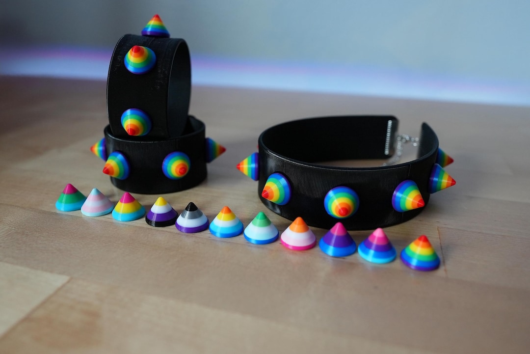 Rainbow Pride Spiked Cuffs | Choker Bracelet Bicep Cuffs | Spiked ...