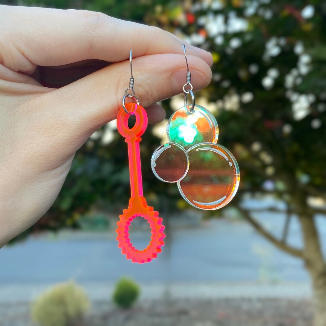 Bubbles With Wand Earrings | Colorful Bubble Earrings | Rave Earrings | Festival Earrings - Etsy