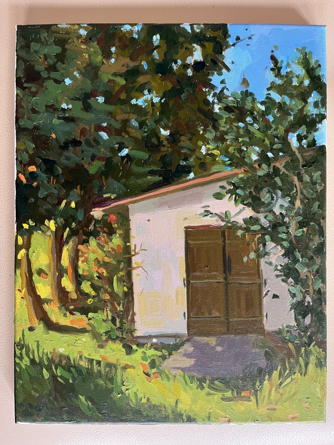 French Garden Shed Oil Painting: Plein Air Landscape Art (11x14) - Etsy