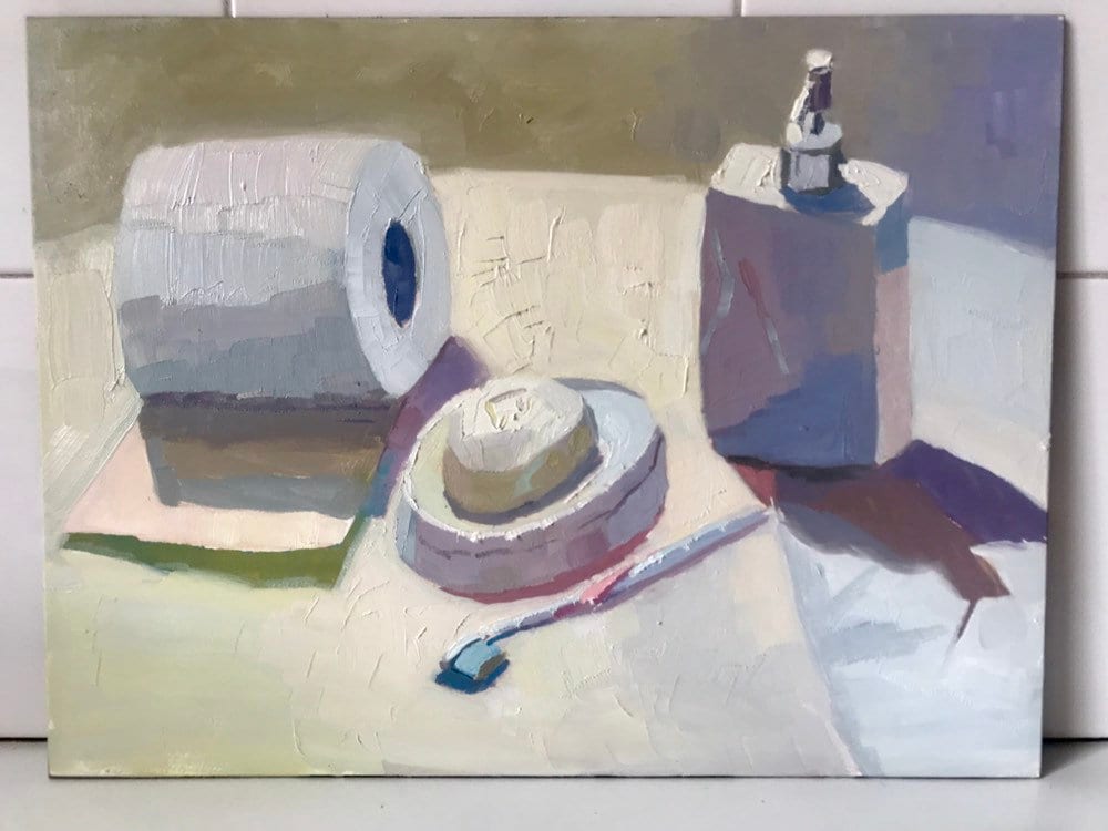 White Oil Painting Still Life, White Bathroom Objects, White Colors ...