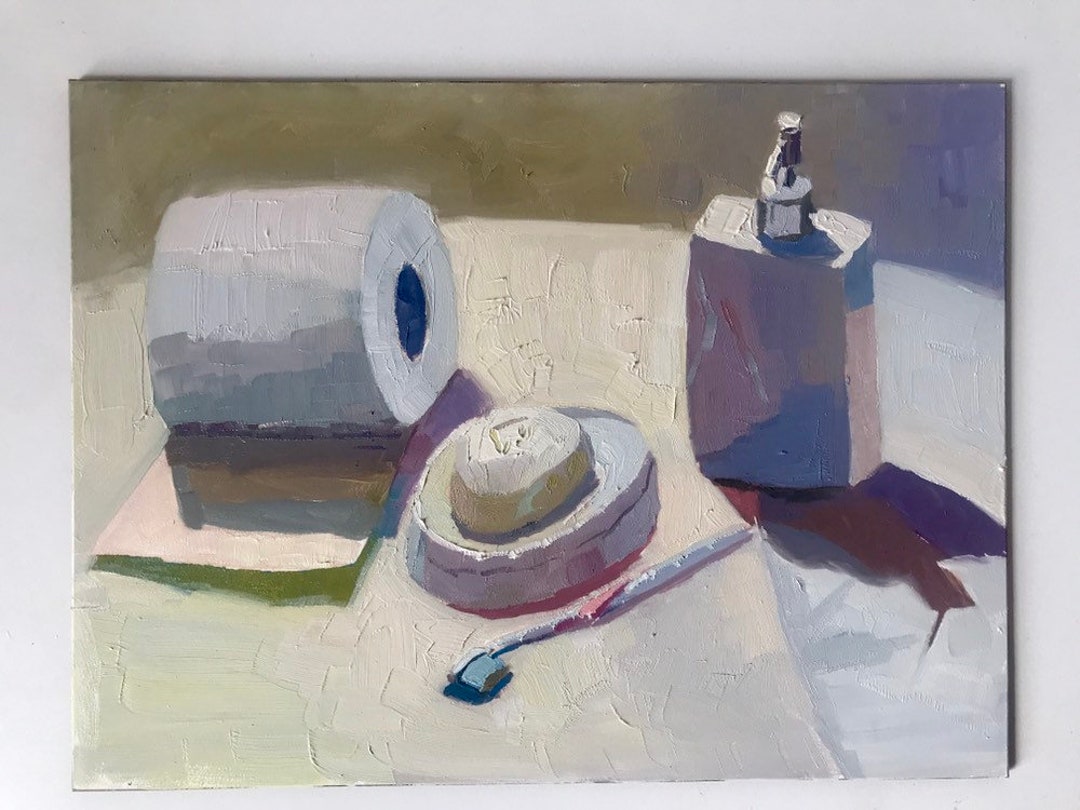 White Oil Painting Still Life, White Bathroom Objects, White Colors ...