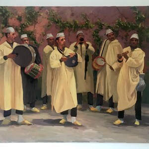 Large Painting Moroccan Musicians Oil Painting on Canvas Morocco - Etsy