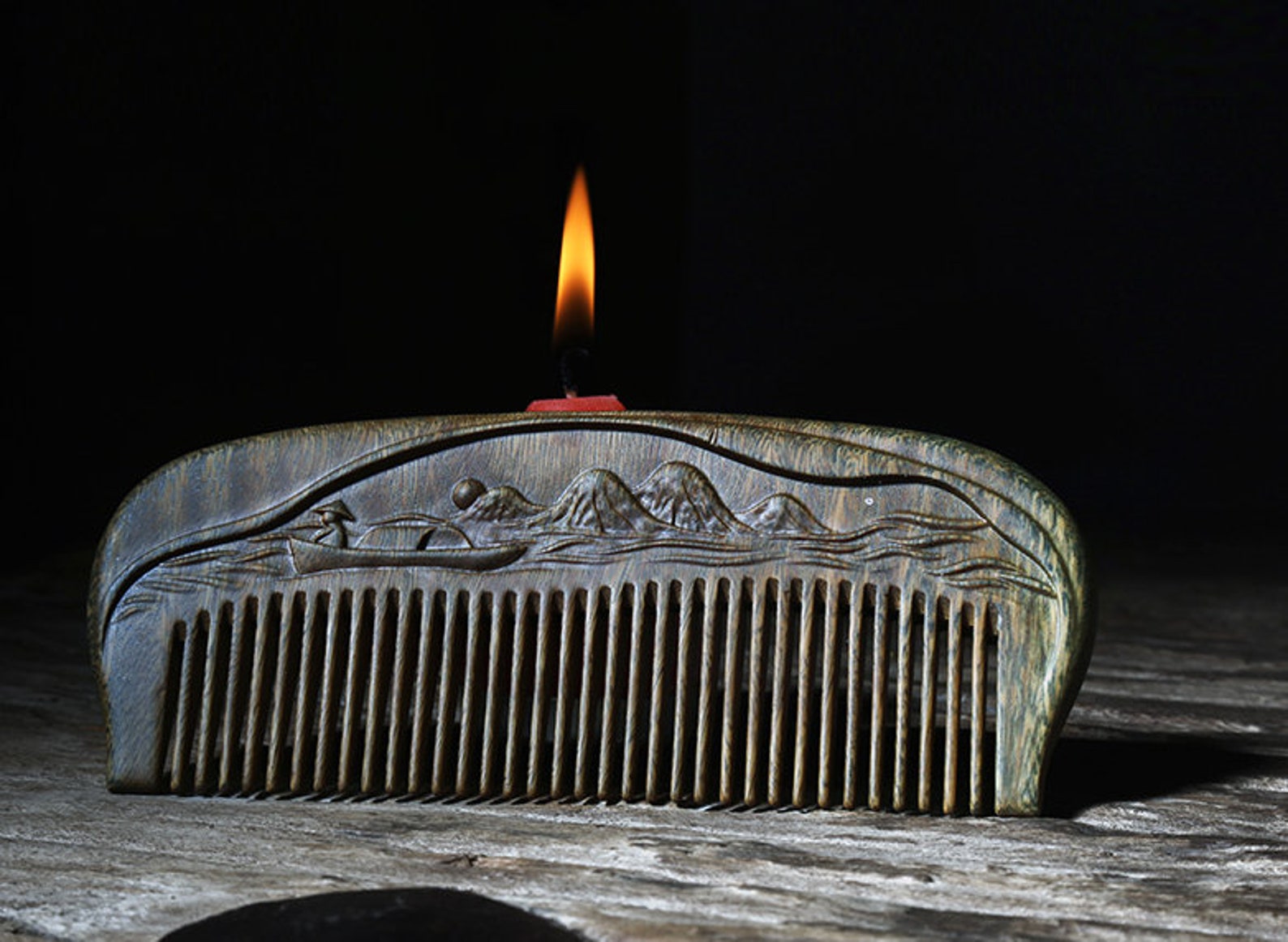 Handmade Seamless Natural Green Sandalwood Massage Comb, Anti Static ...