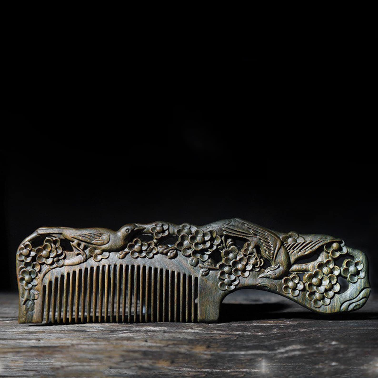 Handmade Seamless Natural Green Sandalwood Massage Comb, Anti Static ...